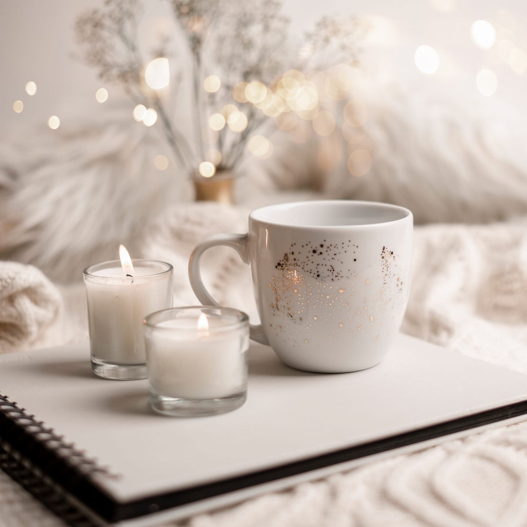 Porcelain Mug With Delicate Gold Decor, Large Coffee Drinkware ...