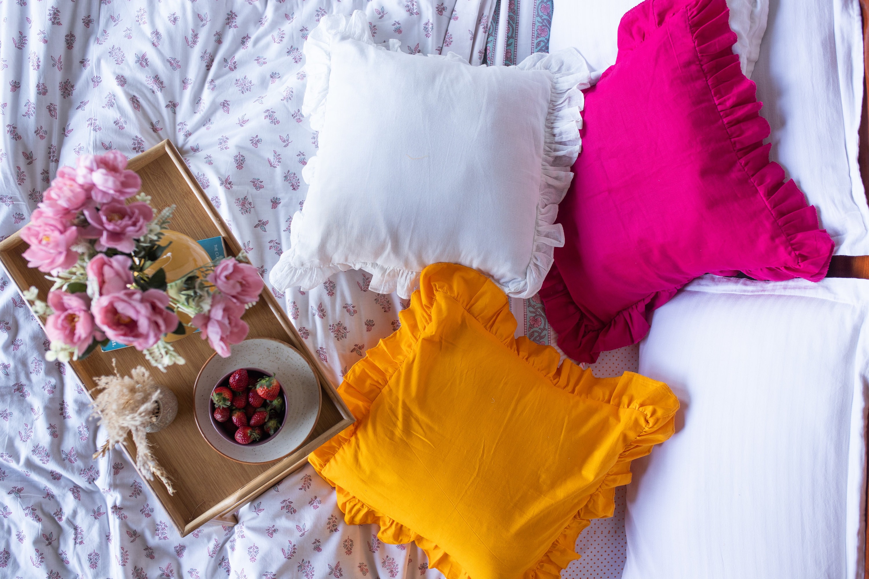 Solid Pink Ruffle Cushion Cover, Square Ruffle Cushion Covers, Ruffle ...