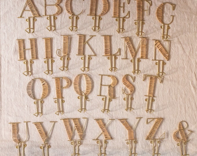 Monogram ABCD Rattan and Metal Hooks Wall Hooks Wall Art - Etsy