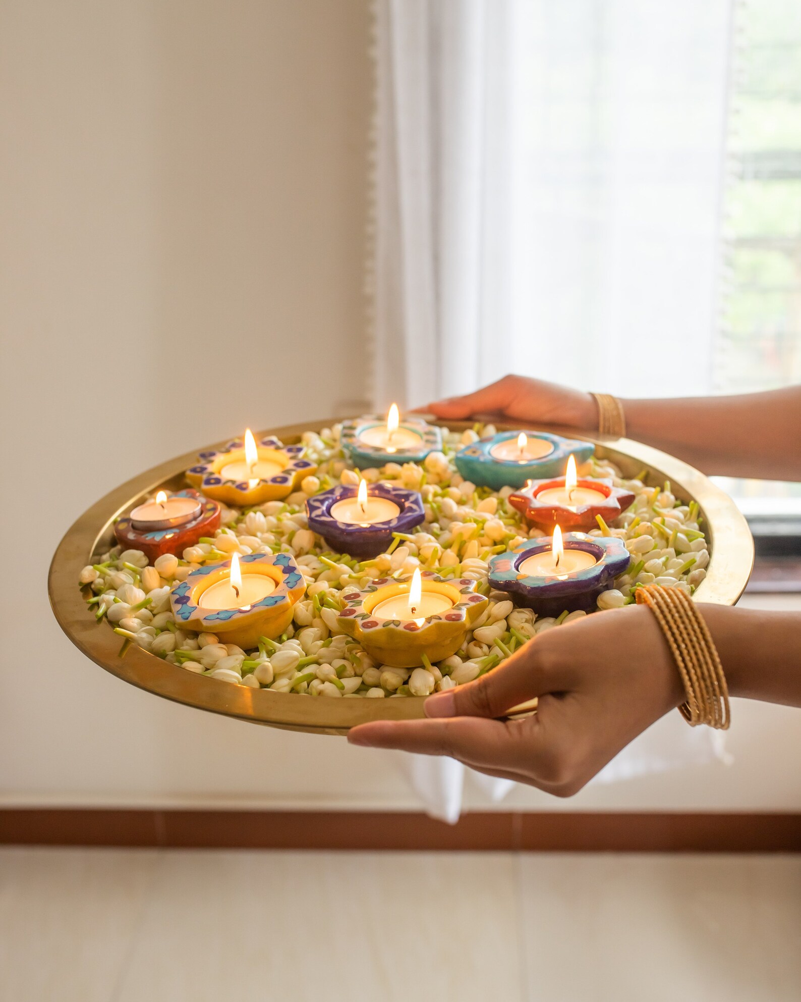Blue Round Blue Pottery Diya Set of 2/4/6 Candel Stand - Etsy