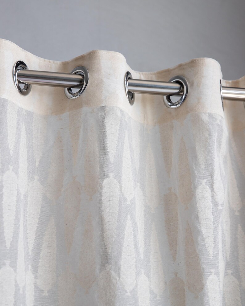 White on White Cypress Banarsi Handloom Curtain, Cypress Print Curtains ...