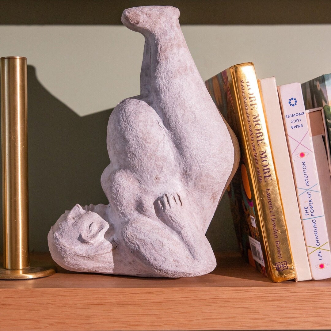 Off White Textured Paper Mache Yoga Pals Showpiece, Home Decor Piece ...