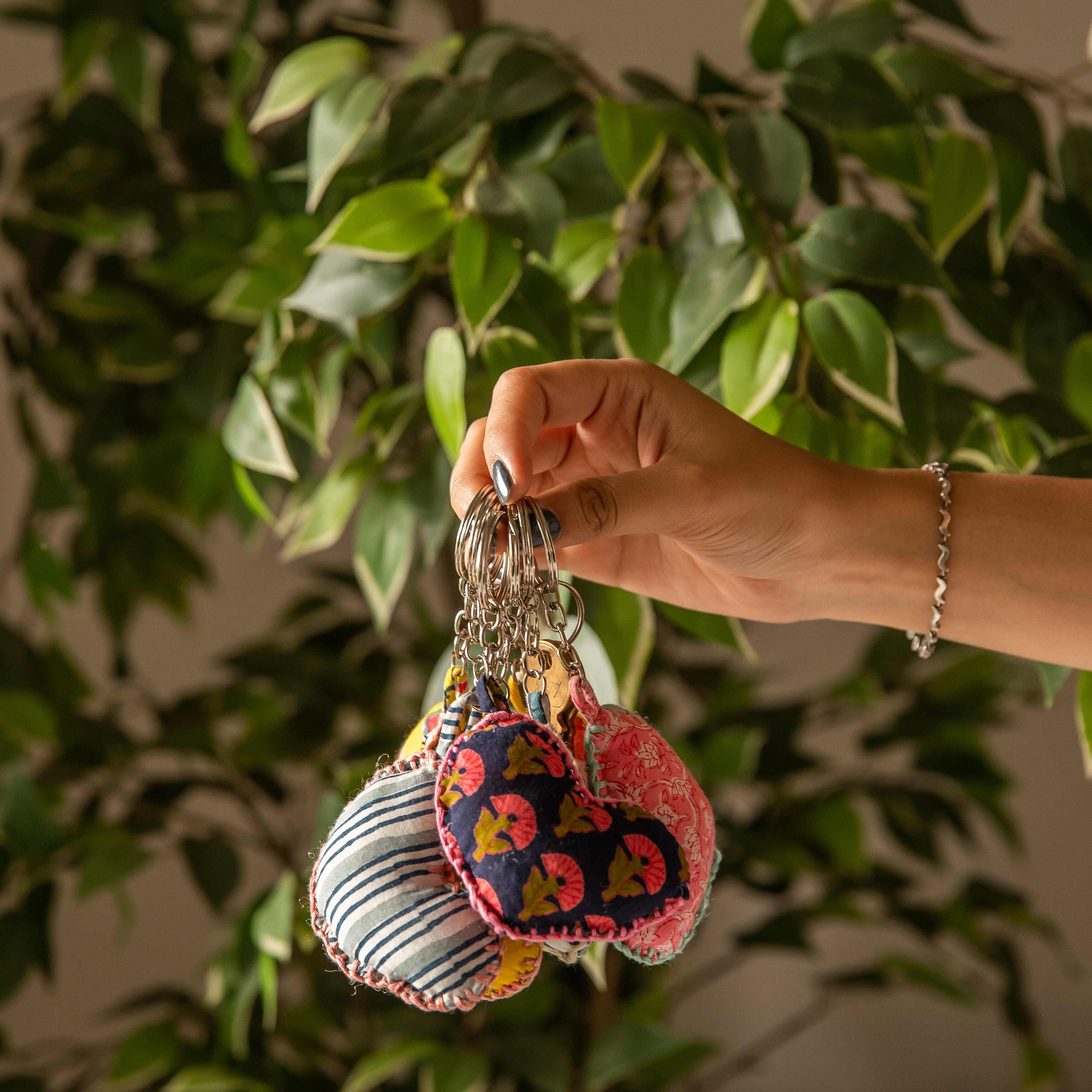 Assorted Colorful Heart Shape Keychains, Handmade, Fabric Keychains ...