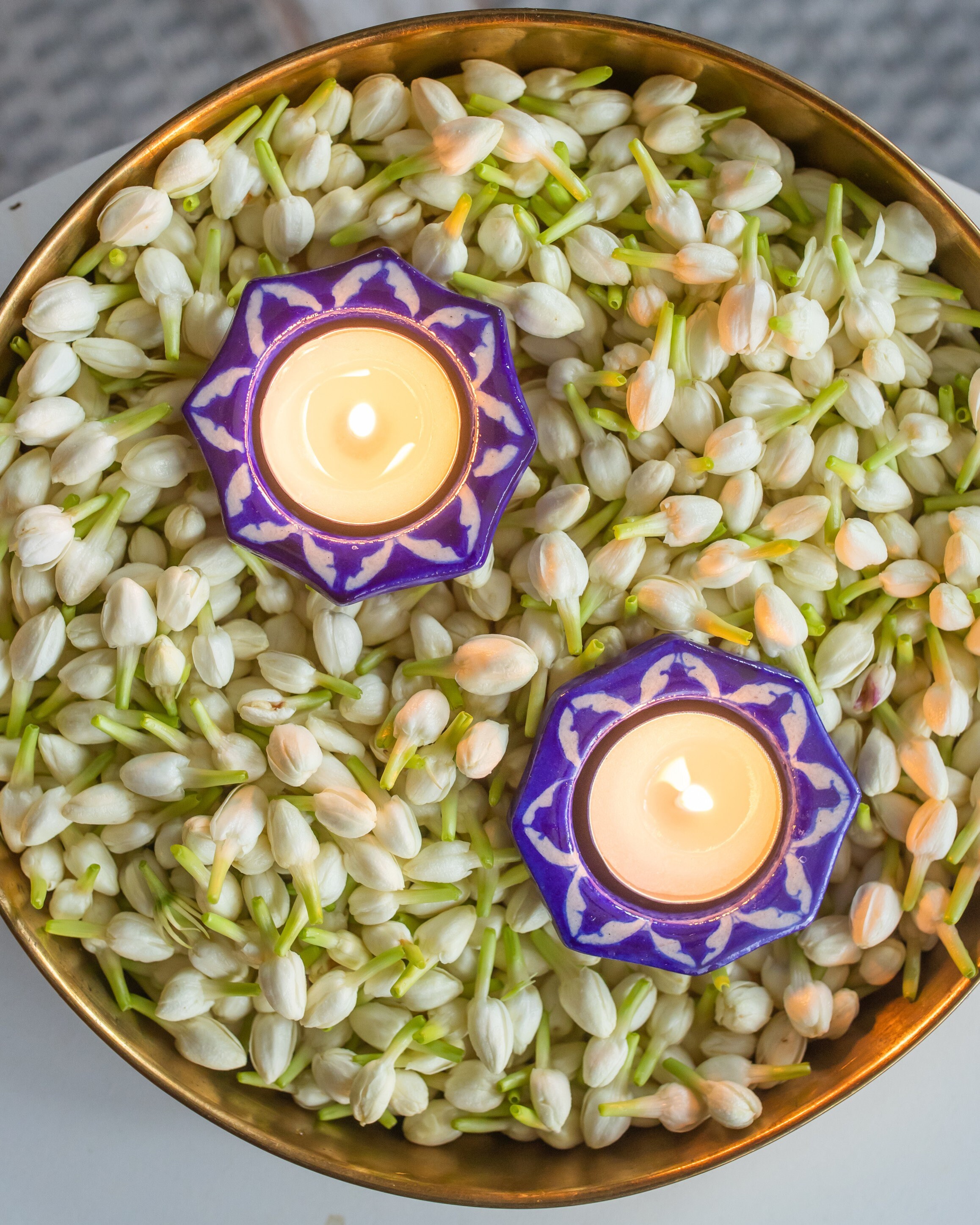 Blue Round Blue Pottery Diya Set of 2/4/6 Candel Stand - Etsy