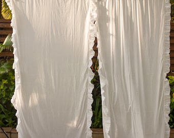 White Ruffle Curtain | Etsy