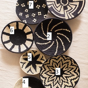 Black and Natural Sabai Handwoven Baskets, Wall Decor for Living Room ...