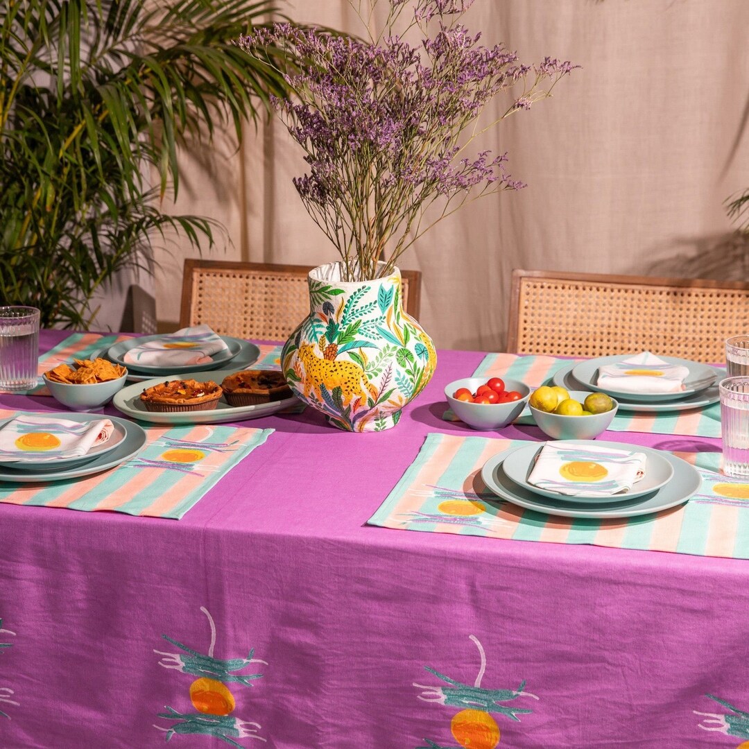 Purple Lemon Chilli Table Linen Set, Lemon and Chilli Placemats and ...