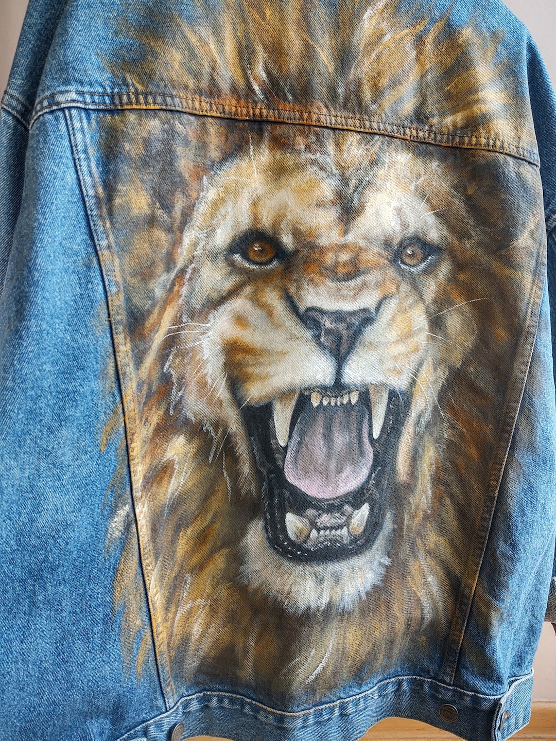 Lion Denim Jacket - Etsy