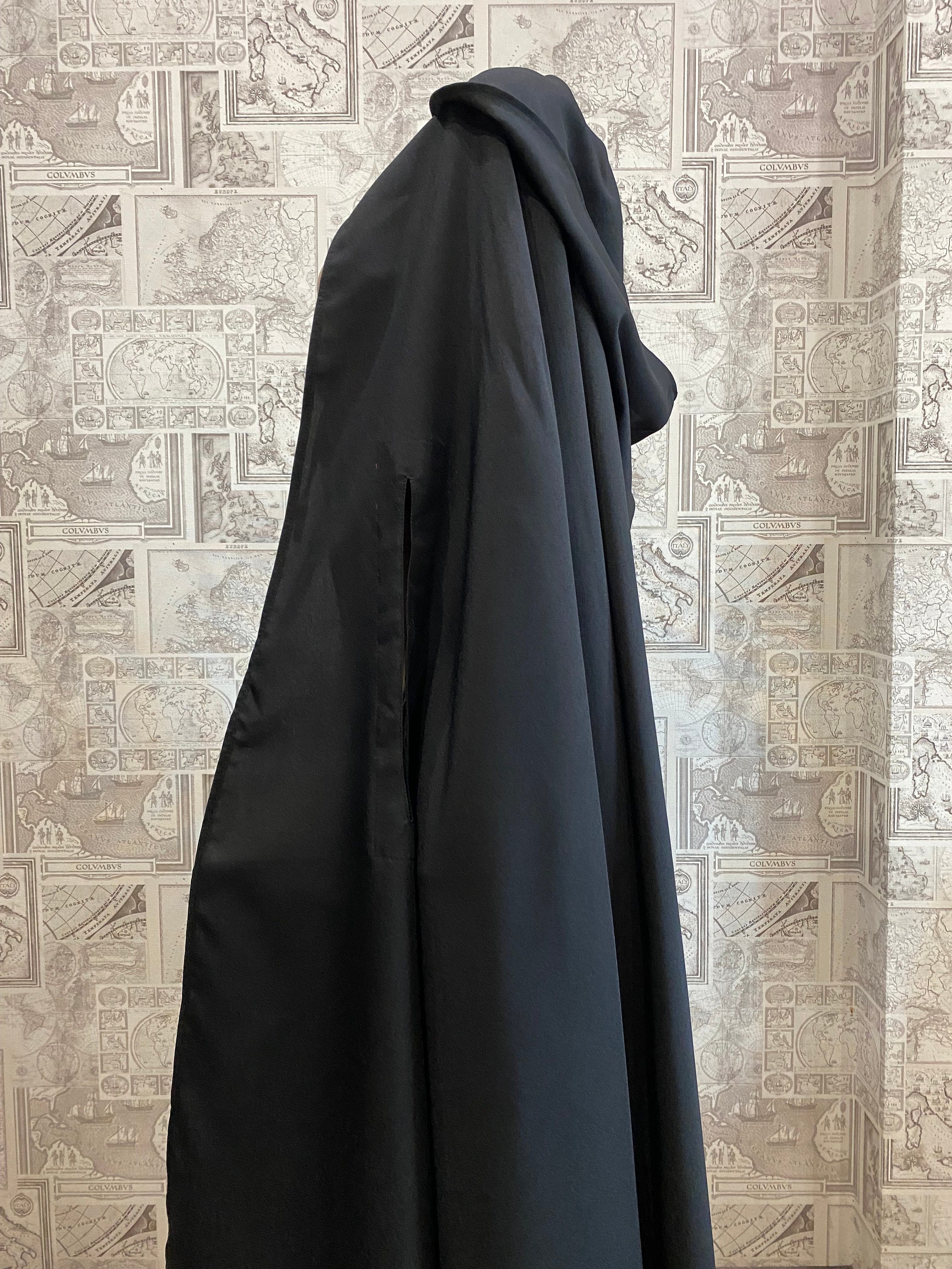 Black Cape Black Hooded Black Cloak Cosplay Funeral Handmaids - Etsy