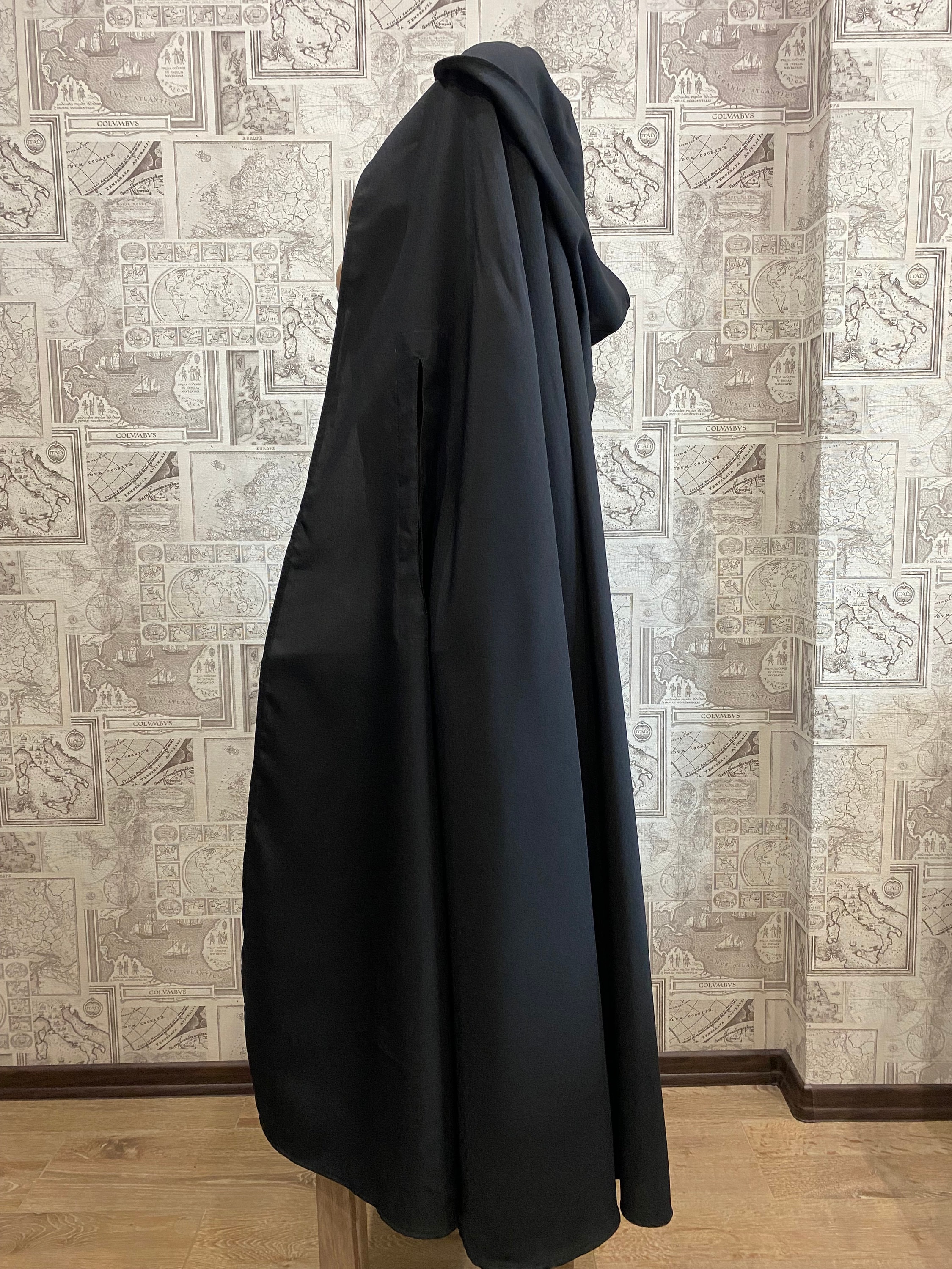 Black Cape Black Hooded Black Cloak Cosplay Funeral Handmaids - Etsy