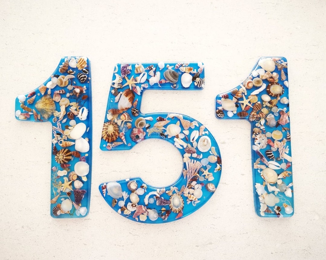 HOUSE NUMBERS 25cm - Featuring Shells From the Pacific Ocean, Street ...