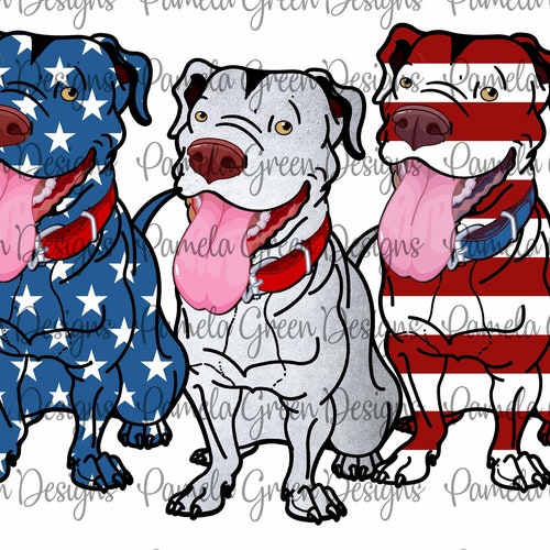 Patriotic American Pit Bulldog Pitbull Fourth of July 4th | Etsy