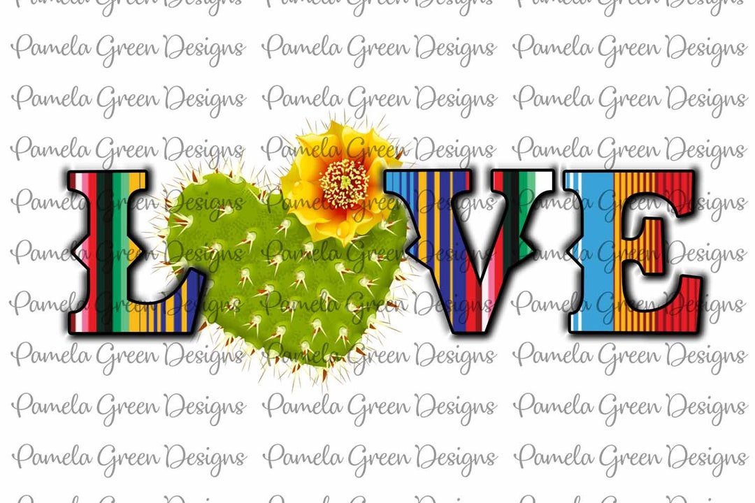 Cactus Serape Love Heart Valentine Sublimation Digital Design Download ...