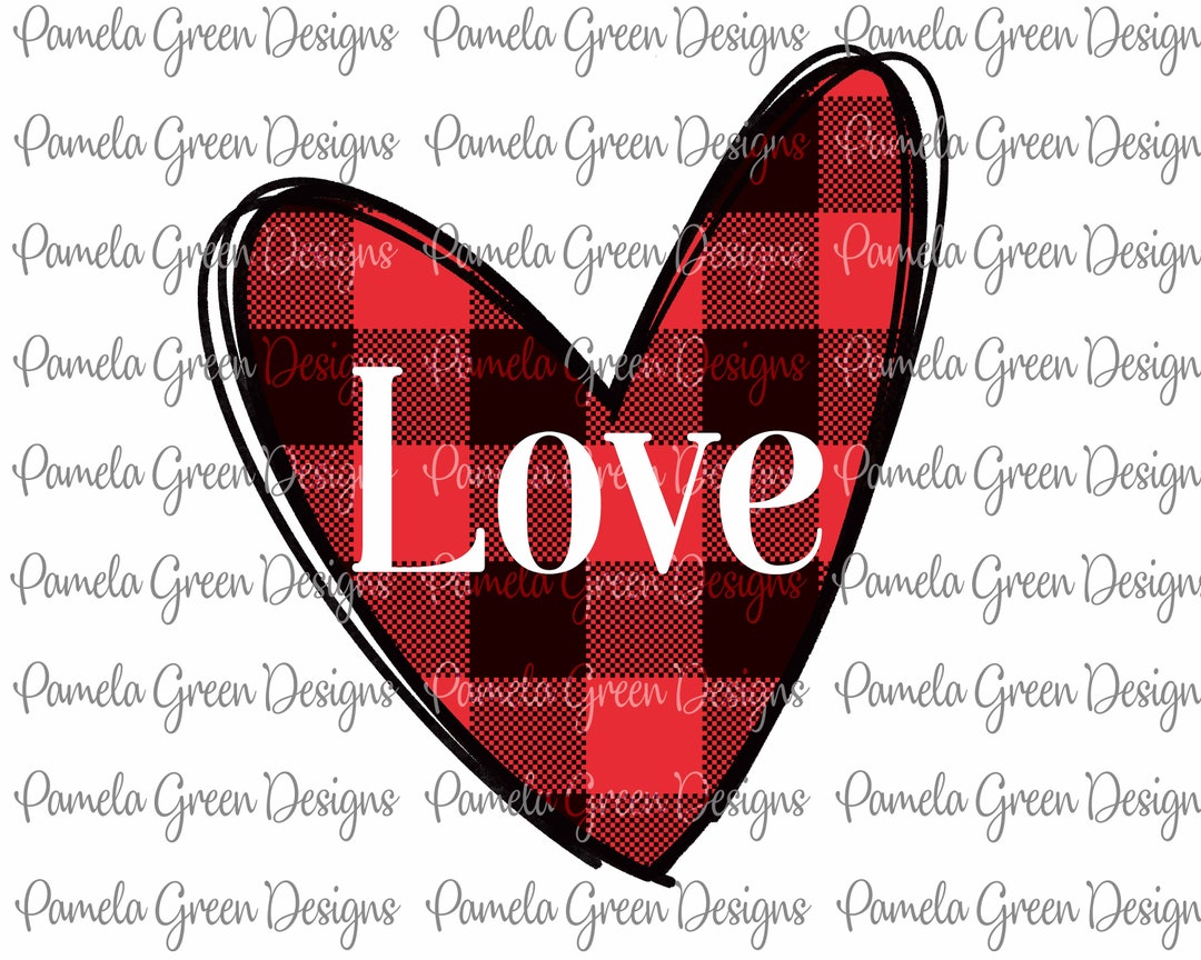 Love Buffalo Plaid Valentine Heart Sublimation Digital Design - Etsy