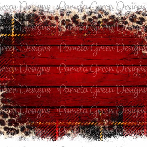 Red Plaid Leopard Frame Splash Distressed Rustic Wood - Etsy