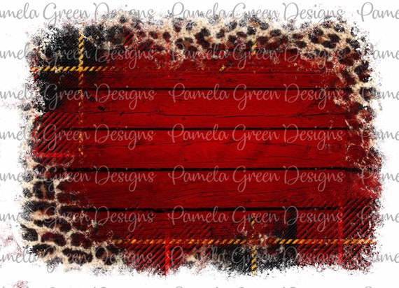 Red Plaid Leopard Frame Splash Distressed Rustic Wood | Etsy