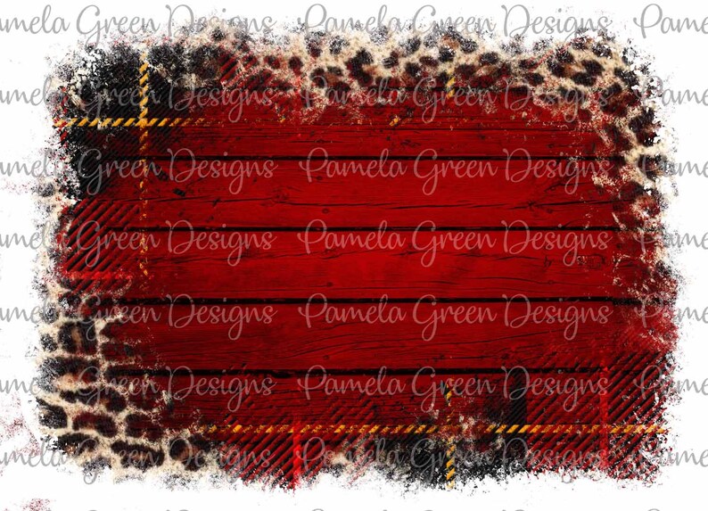 Red Plaid Leopard Frame Splash Distressed Rustic Wood - Etsy