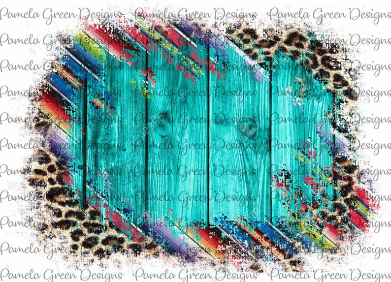 Serape Leopard Frame Splash Turquoise Distressed Rustic Wood - Etsy Ireland