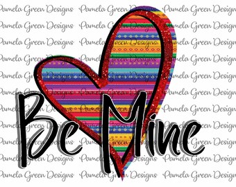 Cactus Serape Love Heart Valentine Sublimation Digital Design | Etsy