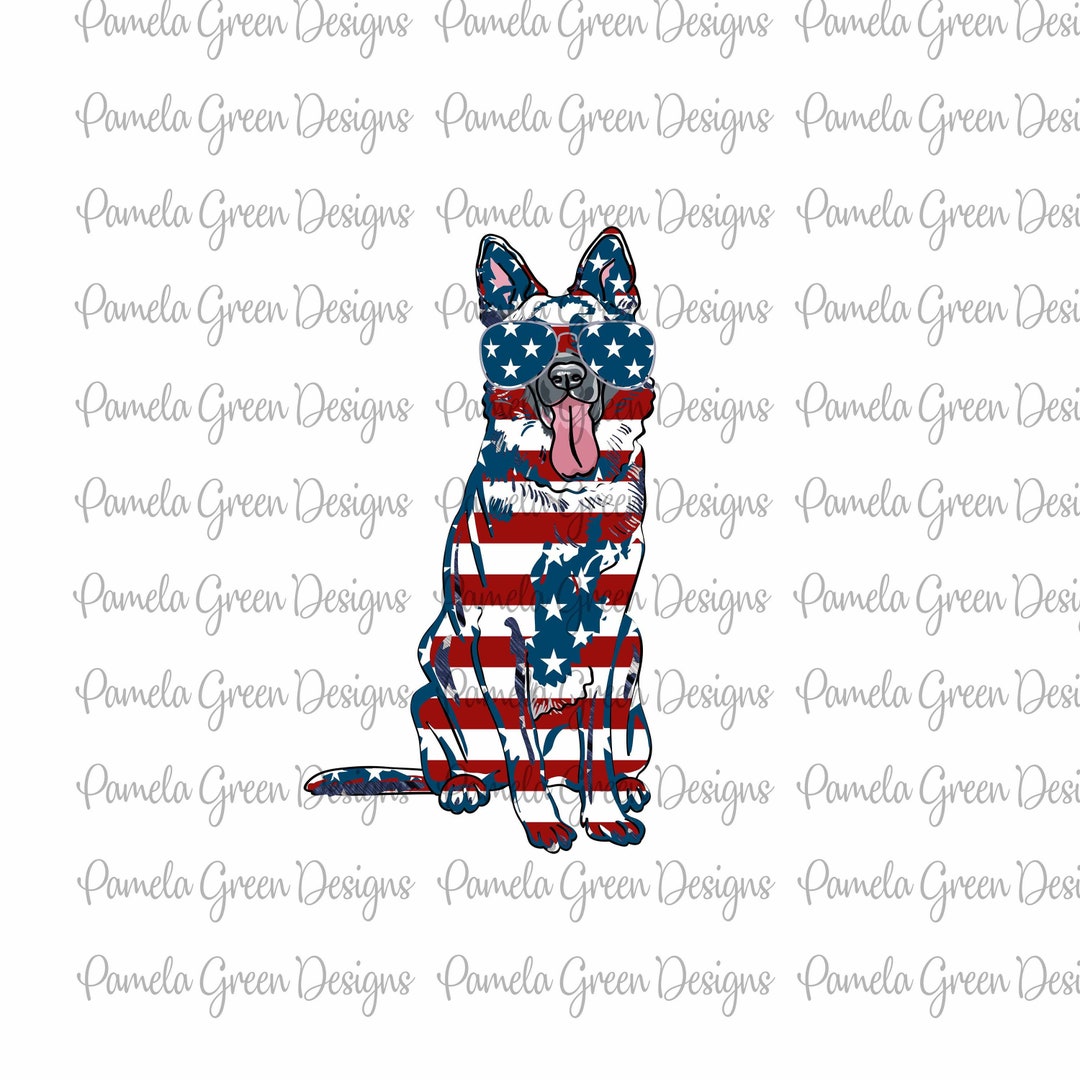 Patriotic German Shepherd Dog Fourth of July 4th America Flag USA ...