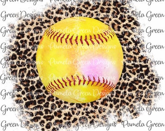 Softball Leopard Sublimation Design Download Graphic PNG | Etsy