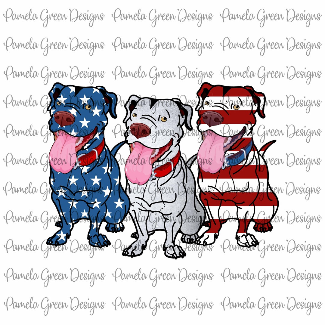 Patriotic American Pit Bulldog Pitbull Fourth of July 4th America Flag ...