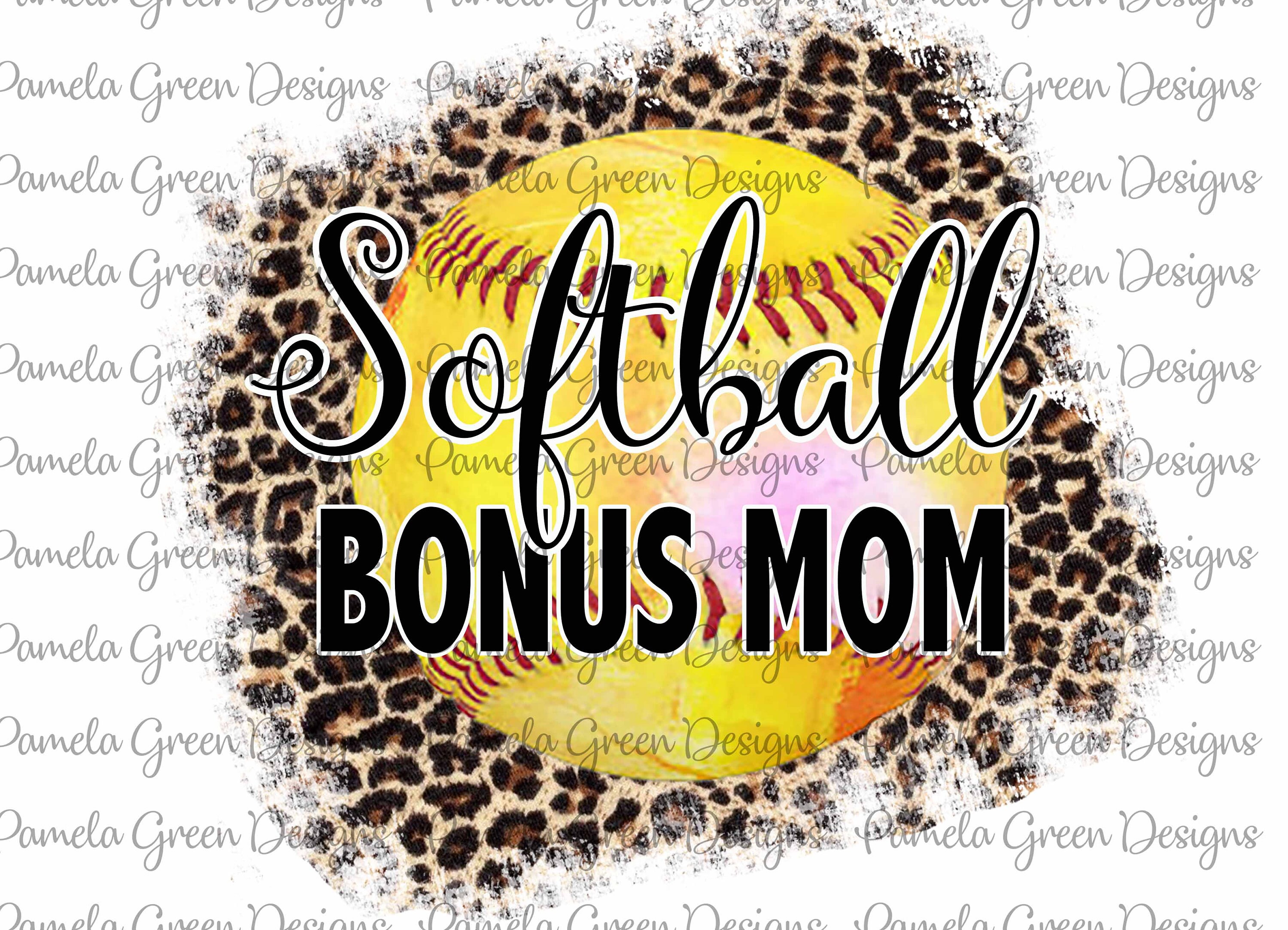 Softball Bonus Mom Leopard Sublimation Design Download Graphic Etsy