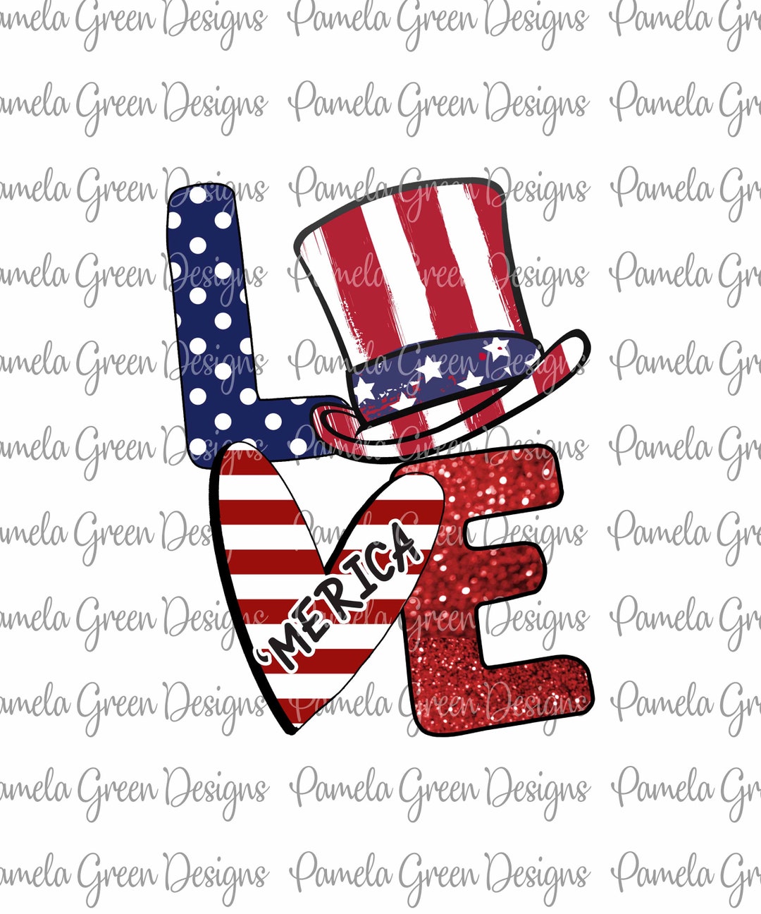 Love Patriotic Uncle Sam Hat America Flag Fourth 4th of July ...