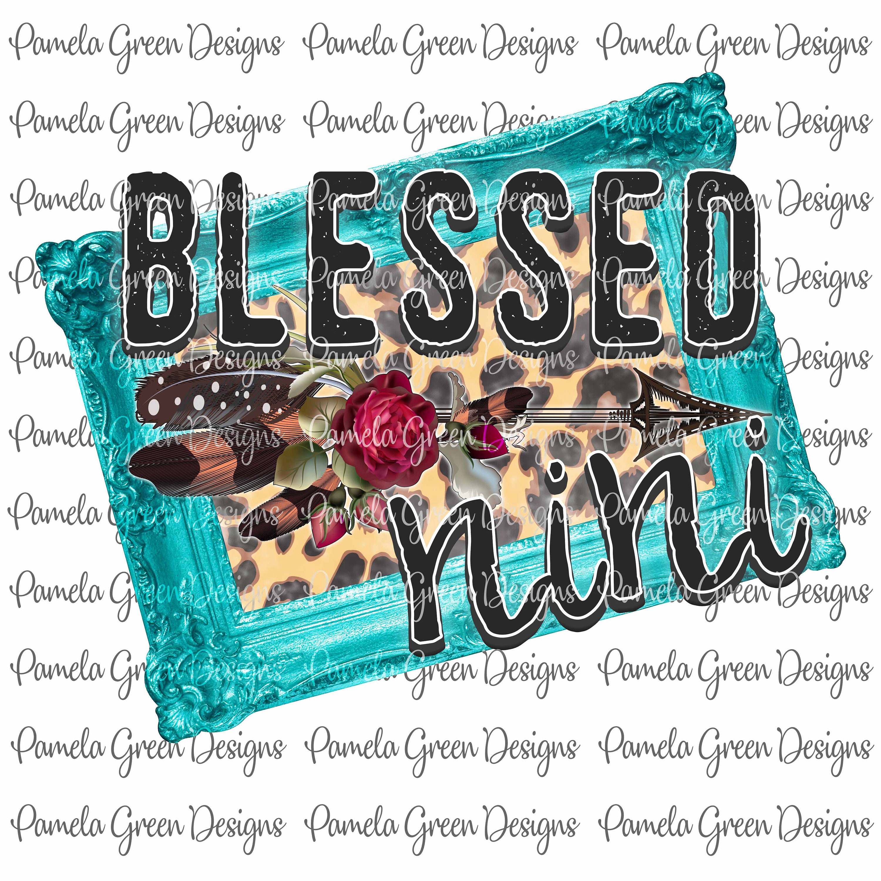 Blessed Nini Boho Arrow Turquoise Frame Leopard Mother's - Etsy
