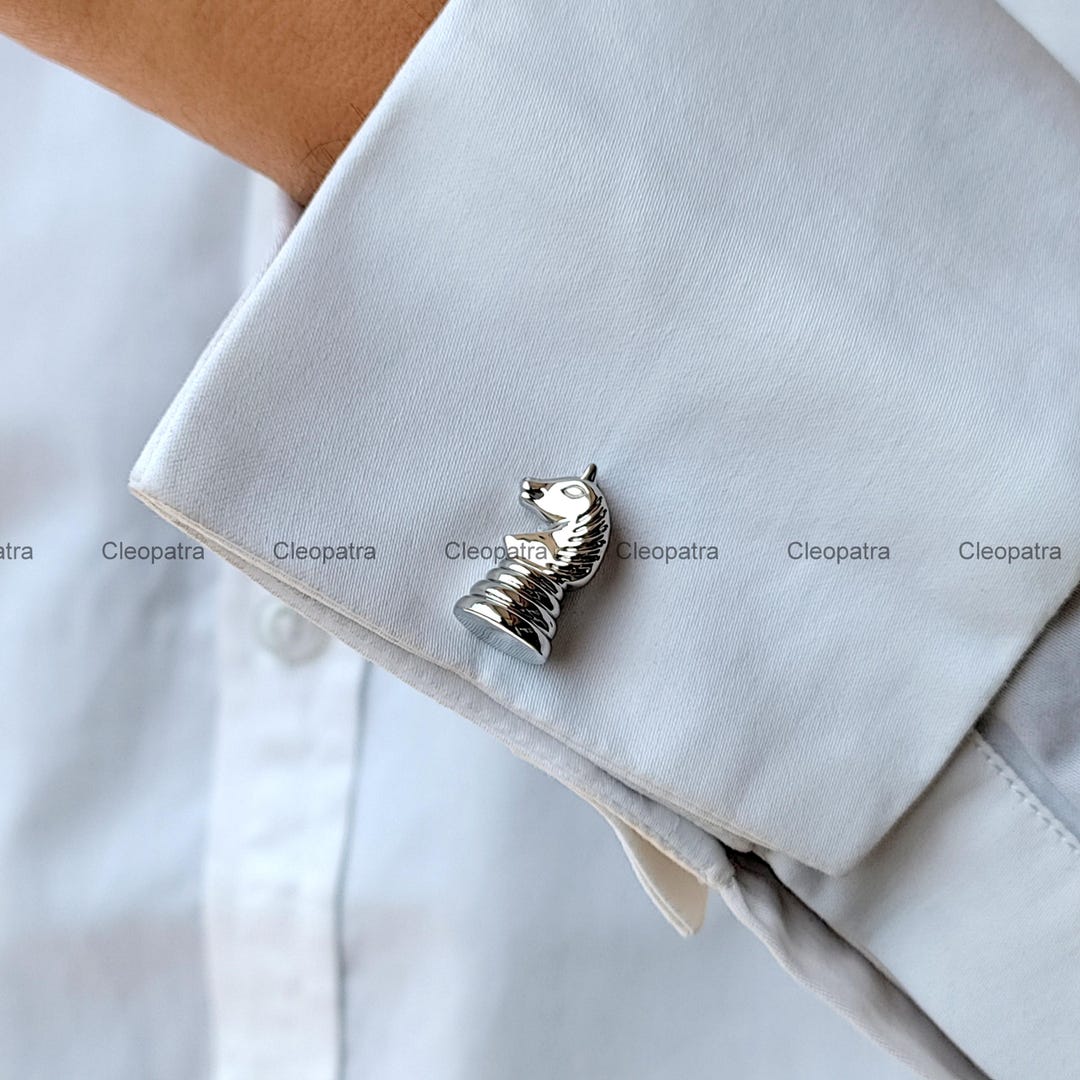 Platinum Chess Knight Cufflinks: 950 Platinum, 3D Design - Etsy