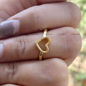 10K Yellow Gold Open Heart Ring, Minimalist Love Band, Everyday Dainty ...