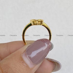 10K Yellow Gold Open Heart Ring, Minimalist Love Band, Everyday Dainty ...
