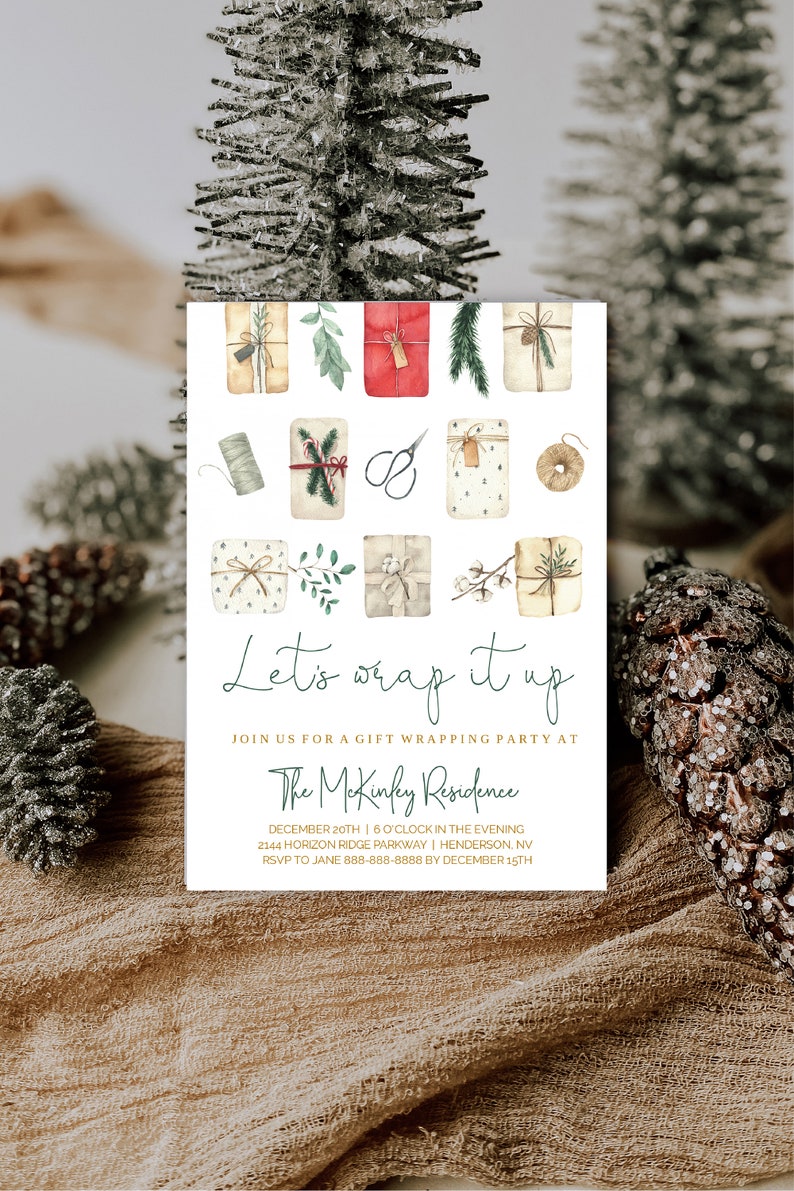 Let's Wrap It up Invitation, Gift Wrapping Party, Christmas Gift ...