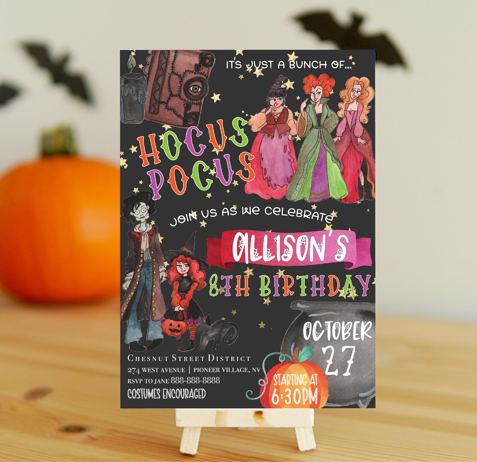Hocus Pocus Birthday Invitation, Halloween Birthday Invitation, Digital ...