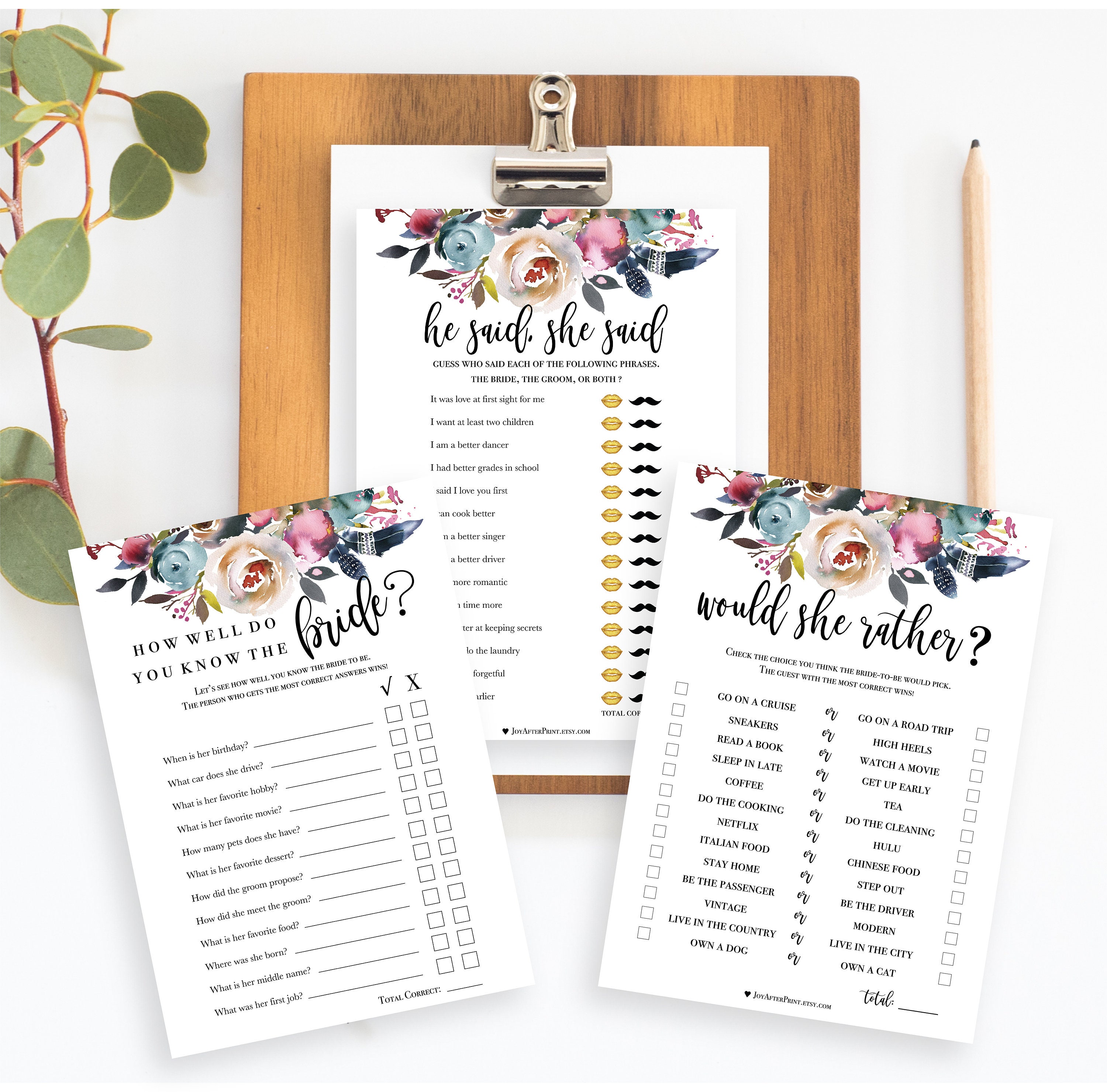 Boho Bridal Shower Game Set Printable Bridal Shower Games - Etsy