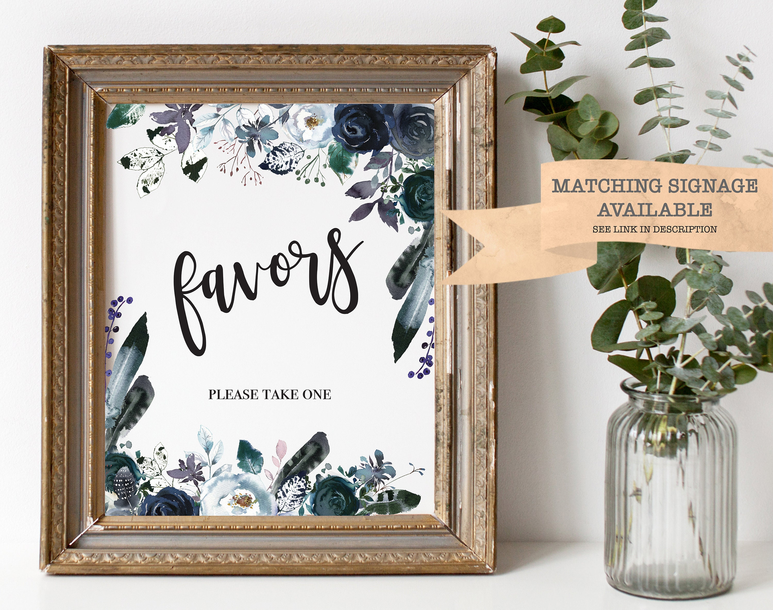 Navy Floral Gifts and Cards Sign Printable Gifts and Cards - Etsy