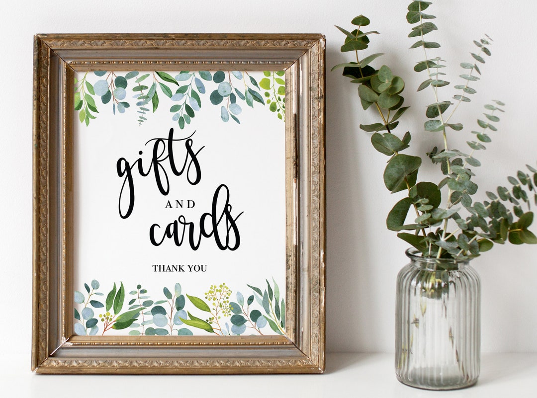Greenery Gifts and Cards Sign, Printable Gifts and Cards Sign ...