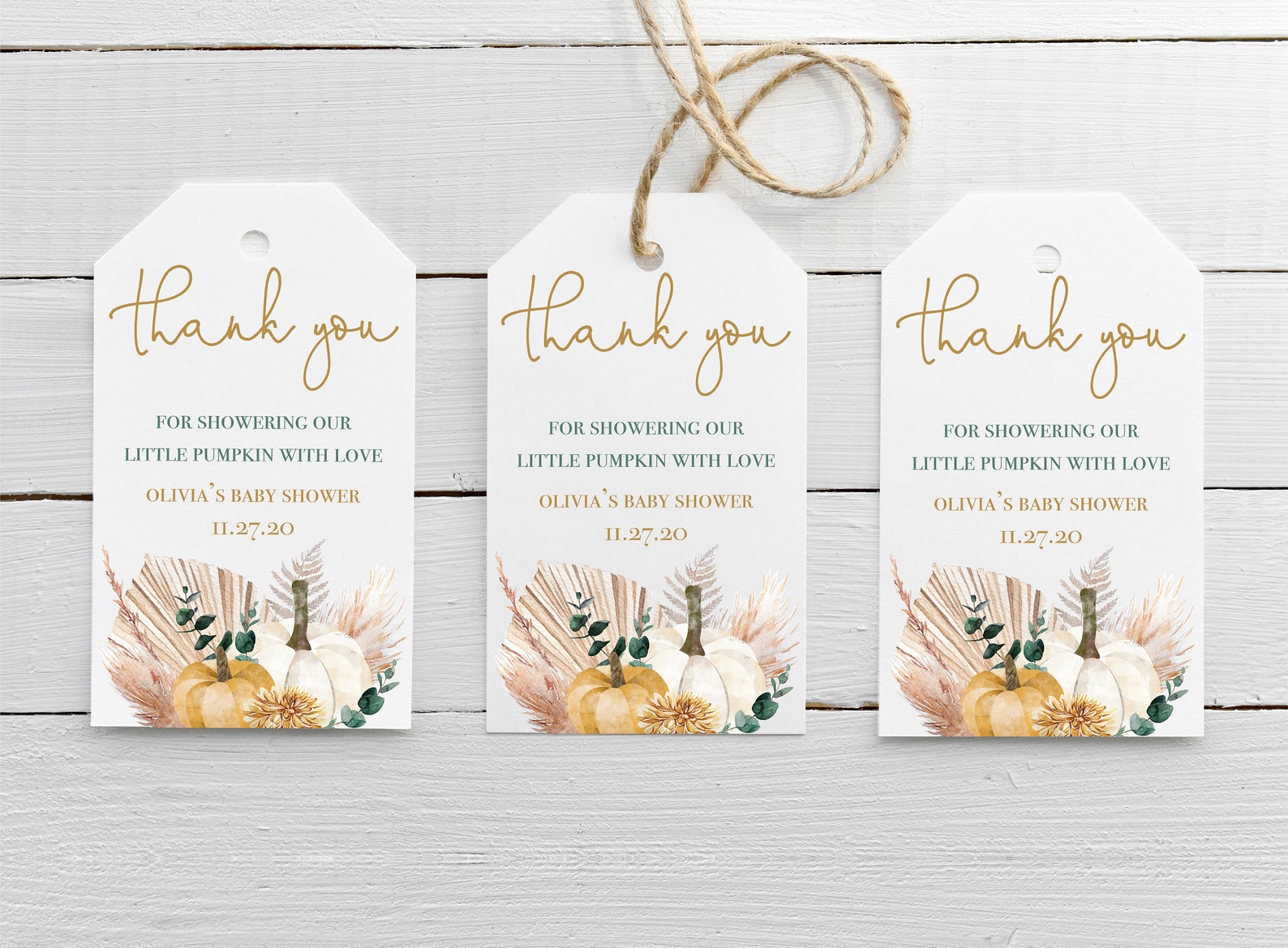 Little Pumpkin Thank You Tags, Digital Favor Tags, Printable Tags, Fall ...