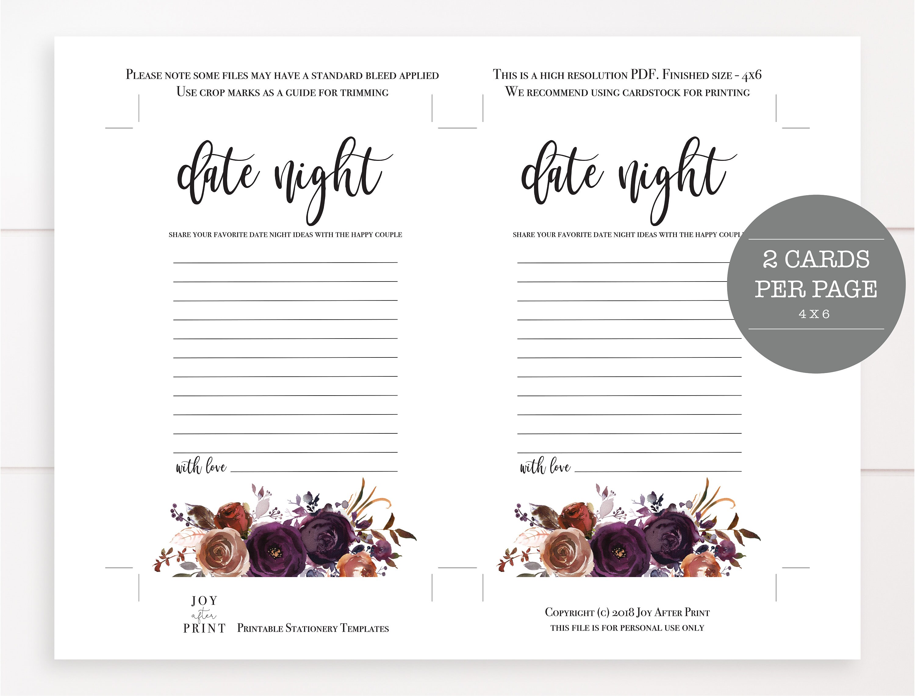 Date Jar Sign & Insert, Date Night Sign and Insert, Date Night Card ...