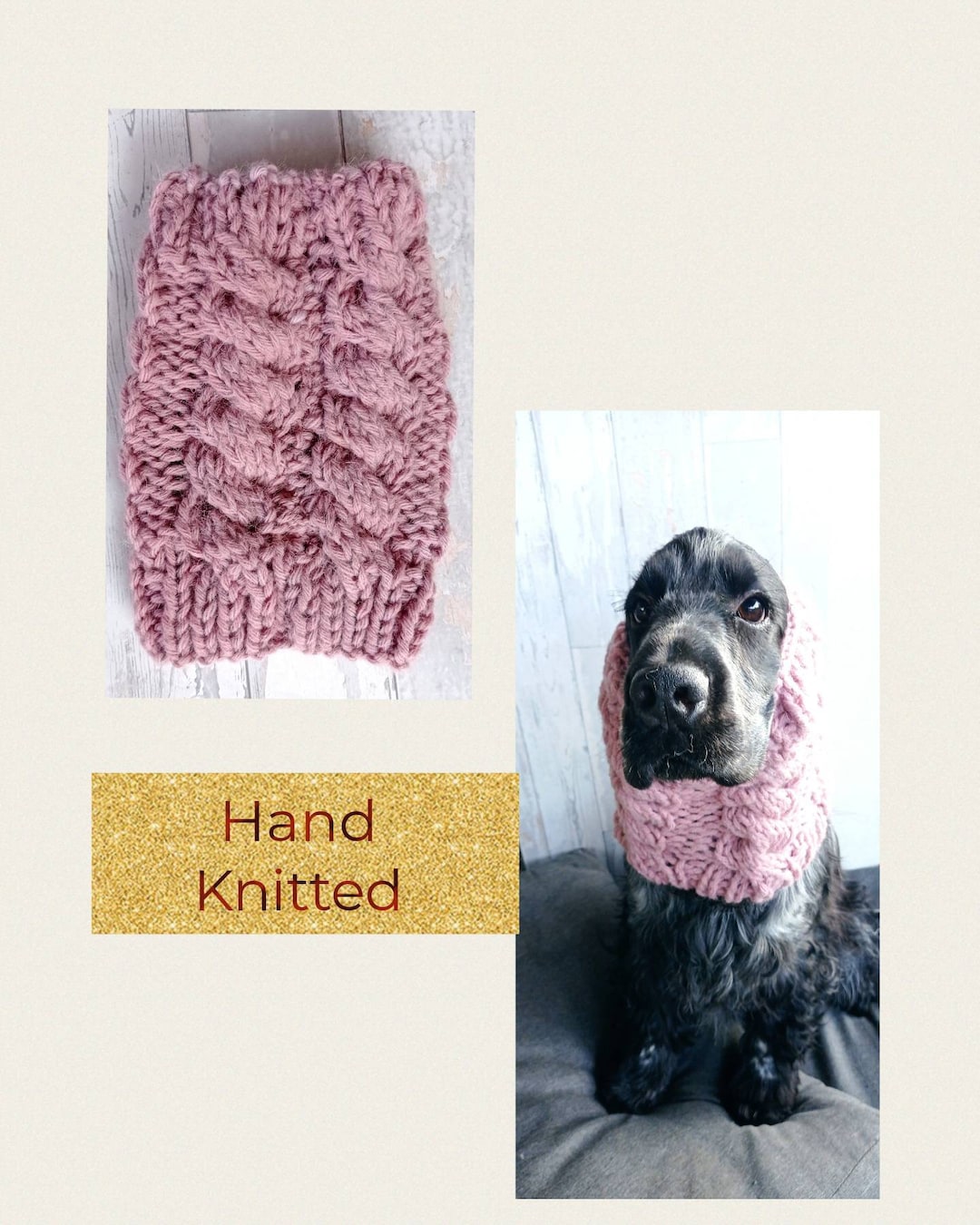 Hand Knitted Cocker Snood, Cocker Spaniel Neck Warmer, Winter Dog Snood ...