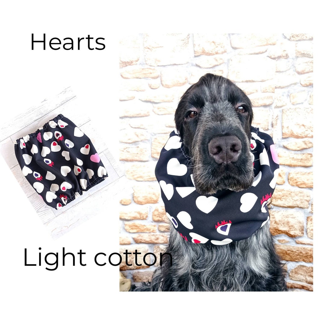 Snood per Cani Nero Con Cuori, Leggero Snood per Cani, Cocker Spaniel ...