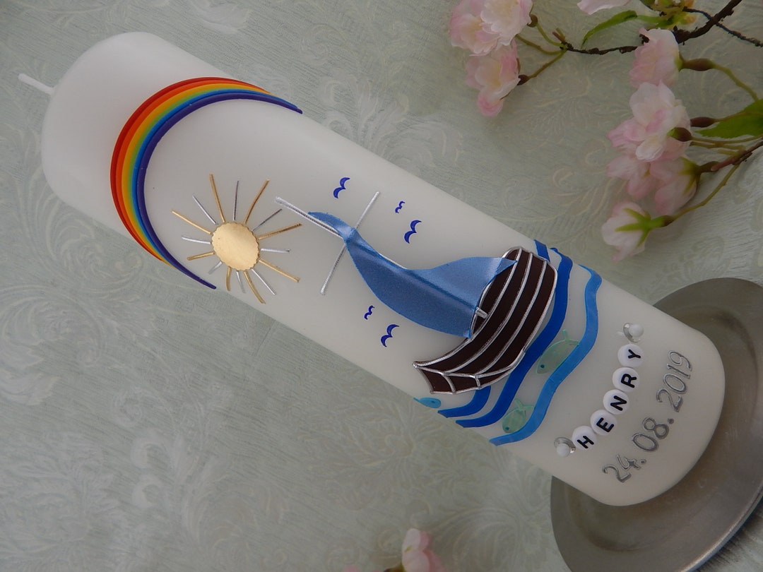 Baptism Candle - Christening Candle Fish - Personalised Candles ...