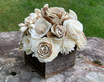 Wood flower centerpiece | Etsy