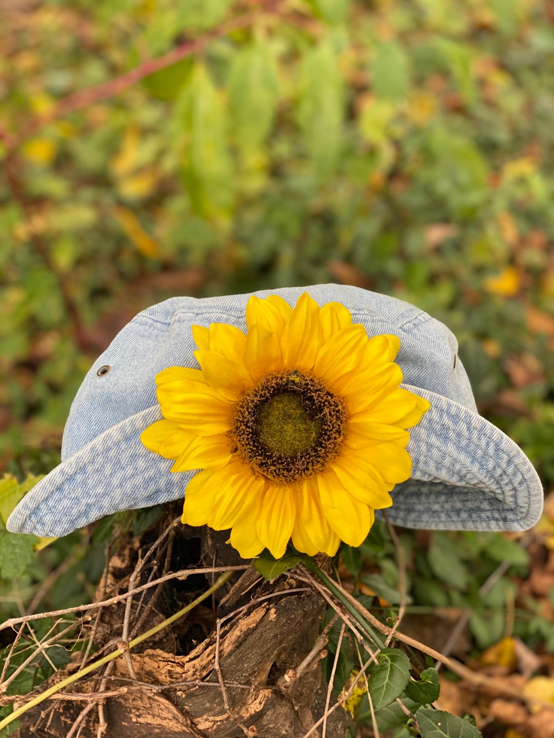 Women’s 90s Nostalgia Denim Sunflower Hat - Etsy