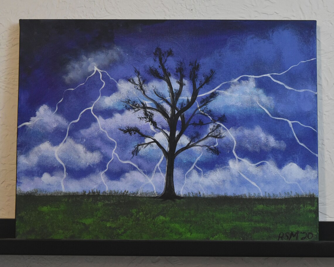 Tree in a Storm Acrylic Painting on Canvas Wrapped Canvas | Etsy
