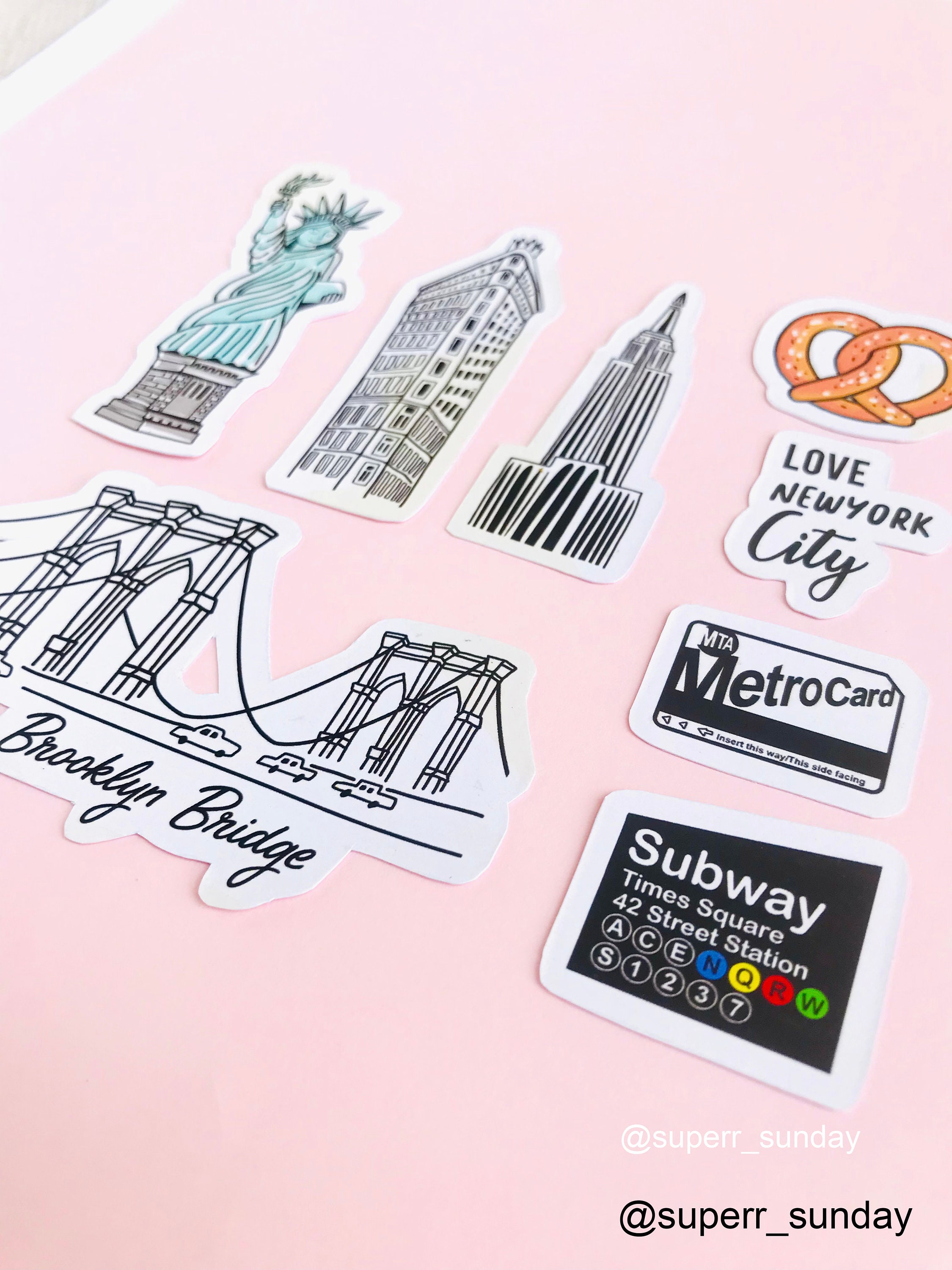 New York City Sticker NYC Sticker Pack of 8 New York - Etsy