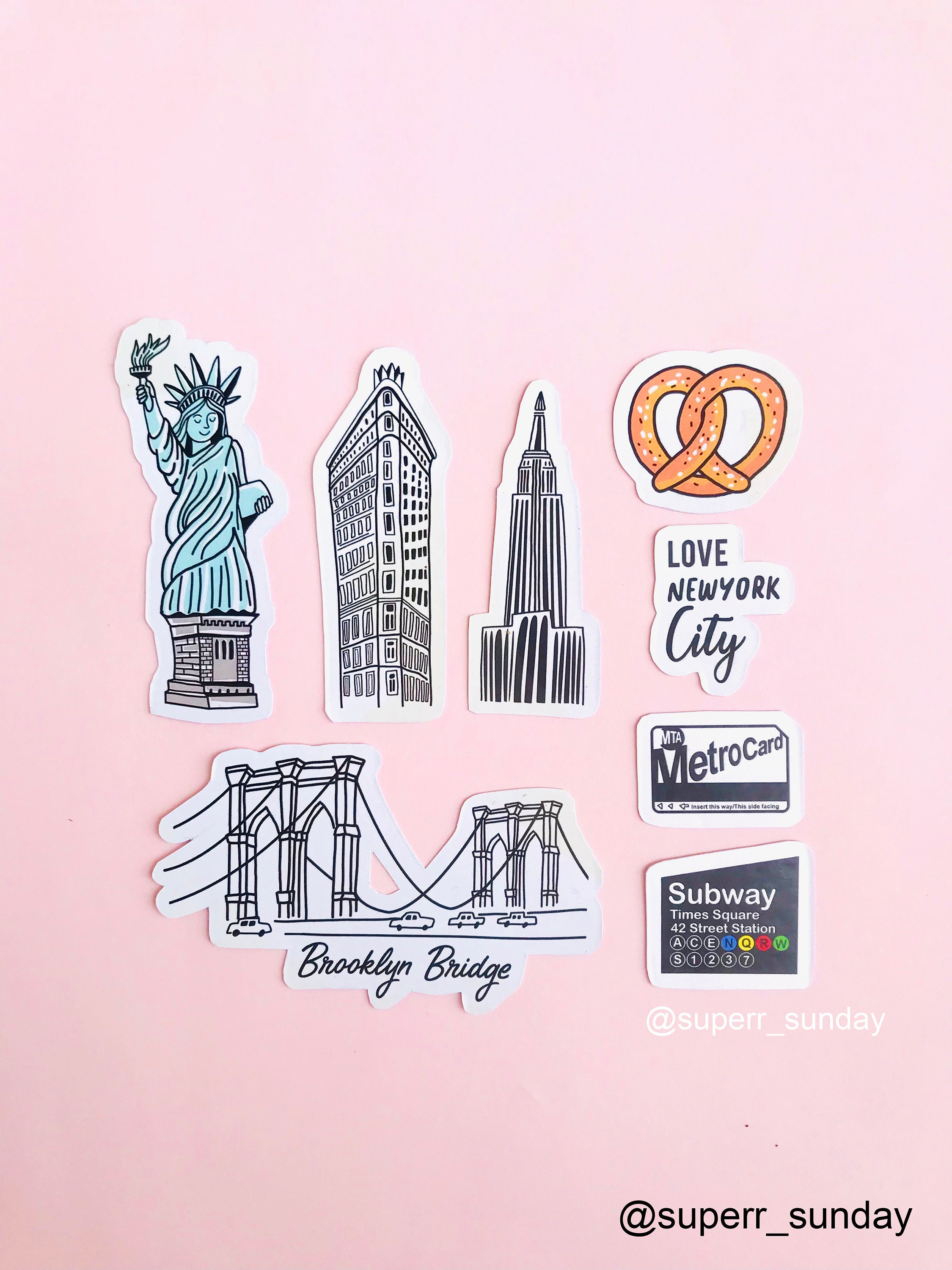 New York City Sticker NYC Sticker Pack of 8 New York - Etsy