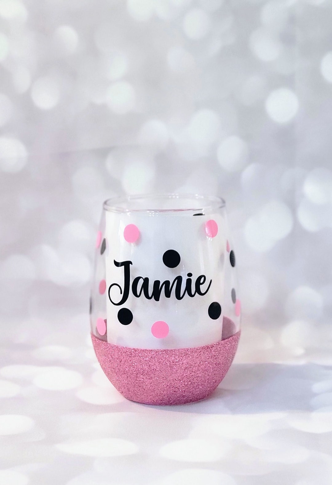 Glitter Wine Glass With Name - Etsy