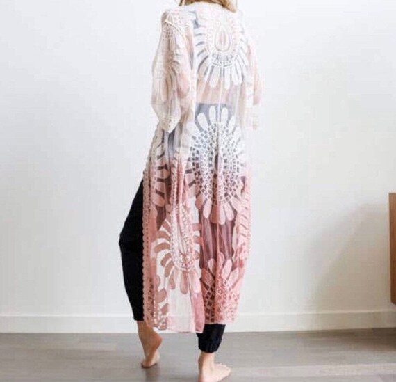 Dusty Rose Pink Lace Duster One Size | Etsy