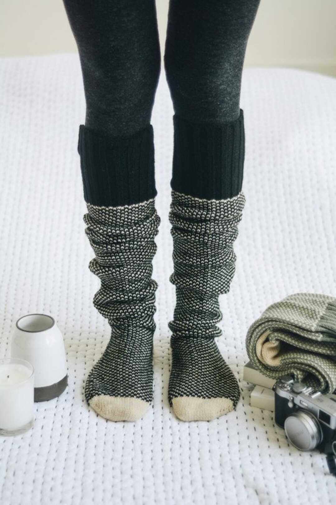 Knitted Lounge Socks // Open Work Knit Lounge Socks - Etsy Canada